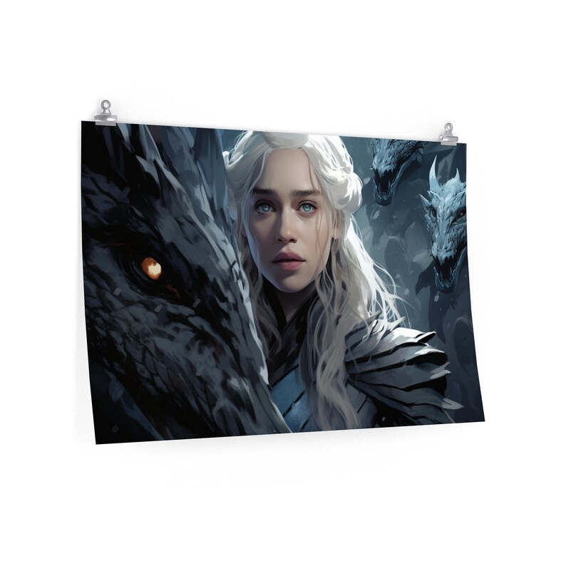 Daenerys Targaryen With Her Dragons version 2, Premium Matte Horizontal ...