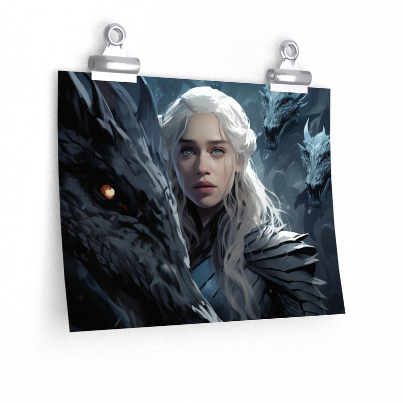 Daenerys Targaryen With Her Dragons version 2, Premium Matte Horizontal ...