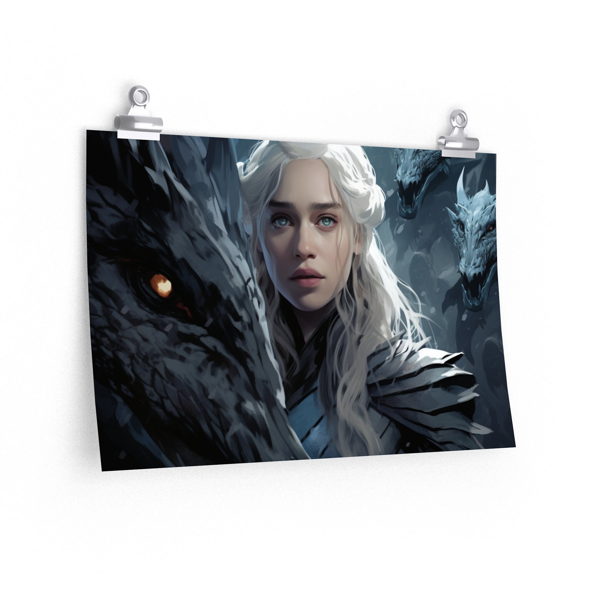 Daenerys Targaryen With Her Dragons version 2, Premium Matte Horizontal ...