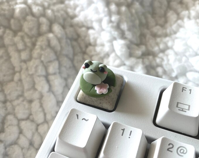 Frog on Lily Pad Artisan Keycap for Mechanical Keyboards Handmade Clay ...