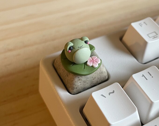 Frog on Lily Pad Artisan Keycap for Mechanical Keyboards Handmade Clay ...