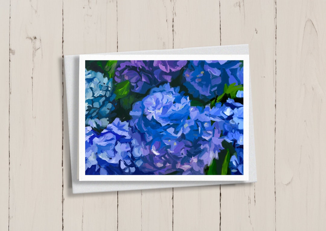 Blue Hydrangeas Notecards Set of 6 Note Card Flowers, Floral, Field ...