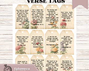 Vintage Bible Verse Tags, Vintage Ephemera Printable PDF for Bible ...