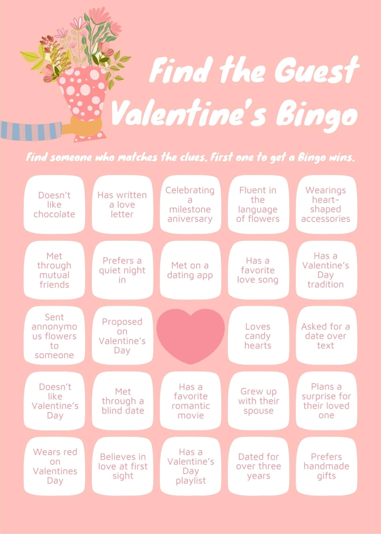 Valentine's Day Printable Bingo (PDF) - Etsy