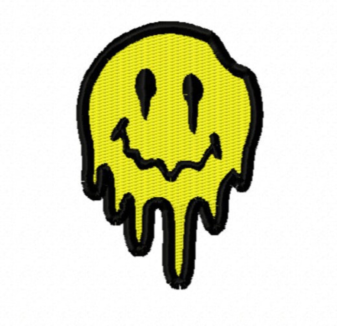 Droopy Smiley Face Embroidery File, Smiley Face Patch, Drew Smiley Face ...