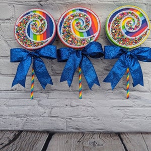 Rainbow Lollipops, Set of 3 Matching Faux Lollipops to Use in Wreath ...