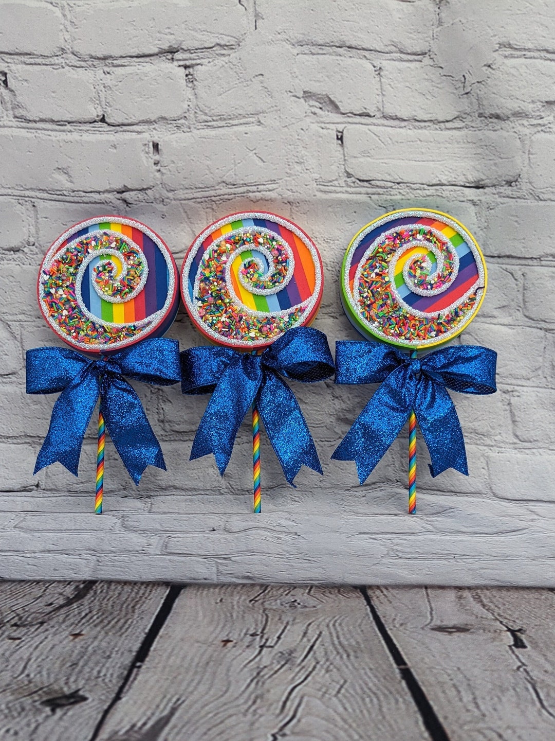 Rainbow Lollipops, Set of 3 Matching Faux Lollipops to Use in Wreath ...