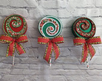 Glittered Foam Lollipop and Candy Red Green and White Swirl - Etsy