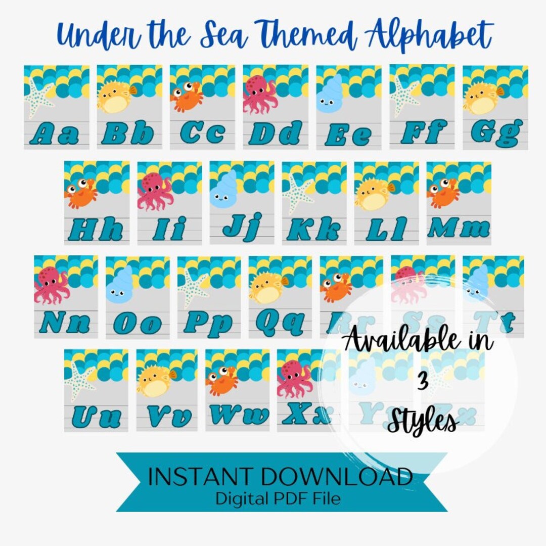 Classroom Alphabet Poster Under the Sea Themed Wall Art for Classroom ...