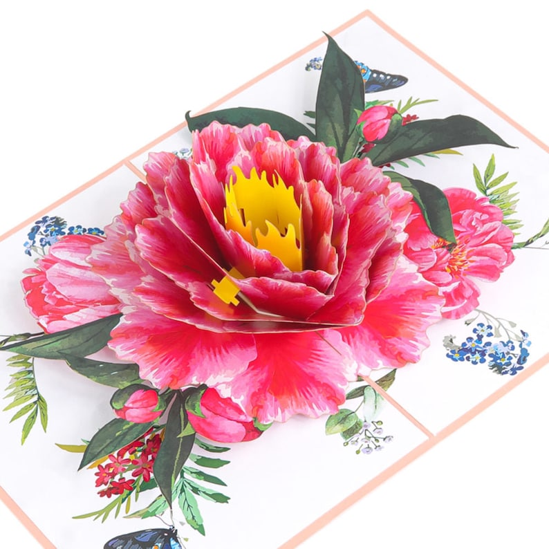 Pretty Peony Pop-up Card - Etsy