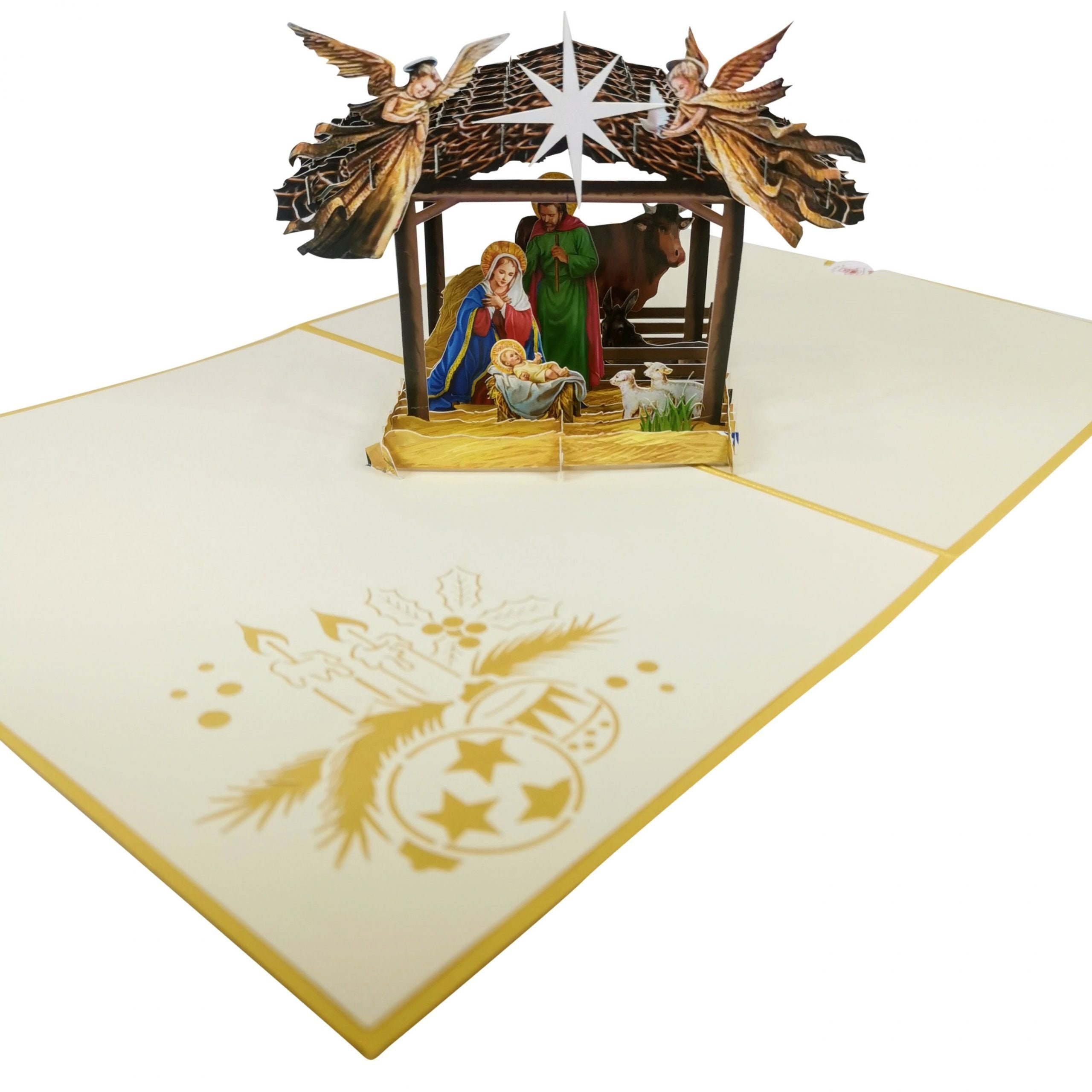 Traditional Nativity Pop-up Christmas Card Holiday Greeting With ...