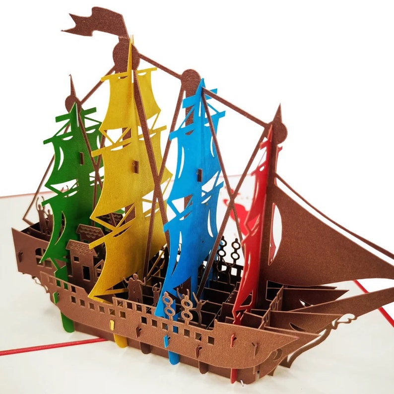 Colourful Sail Ship Pop-up Card - Etsy
