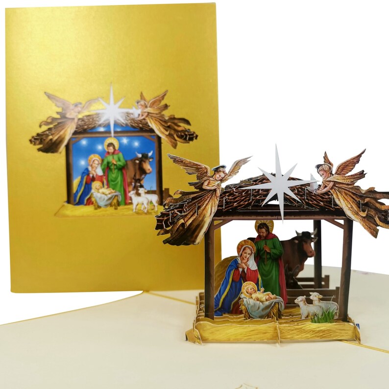 Traditional Nativity Pop-up Christmas Card Holiday Greeting With ...