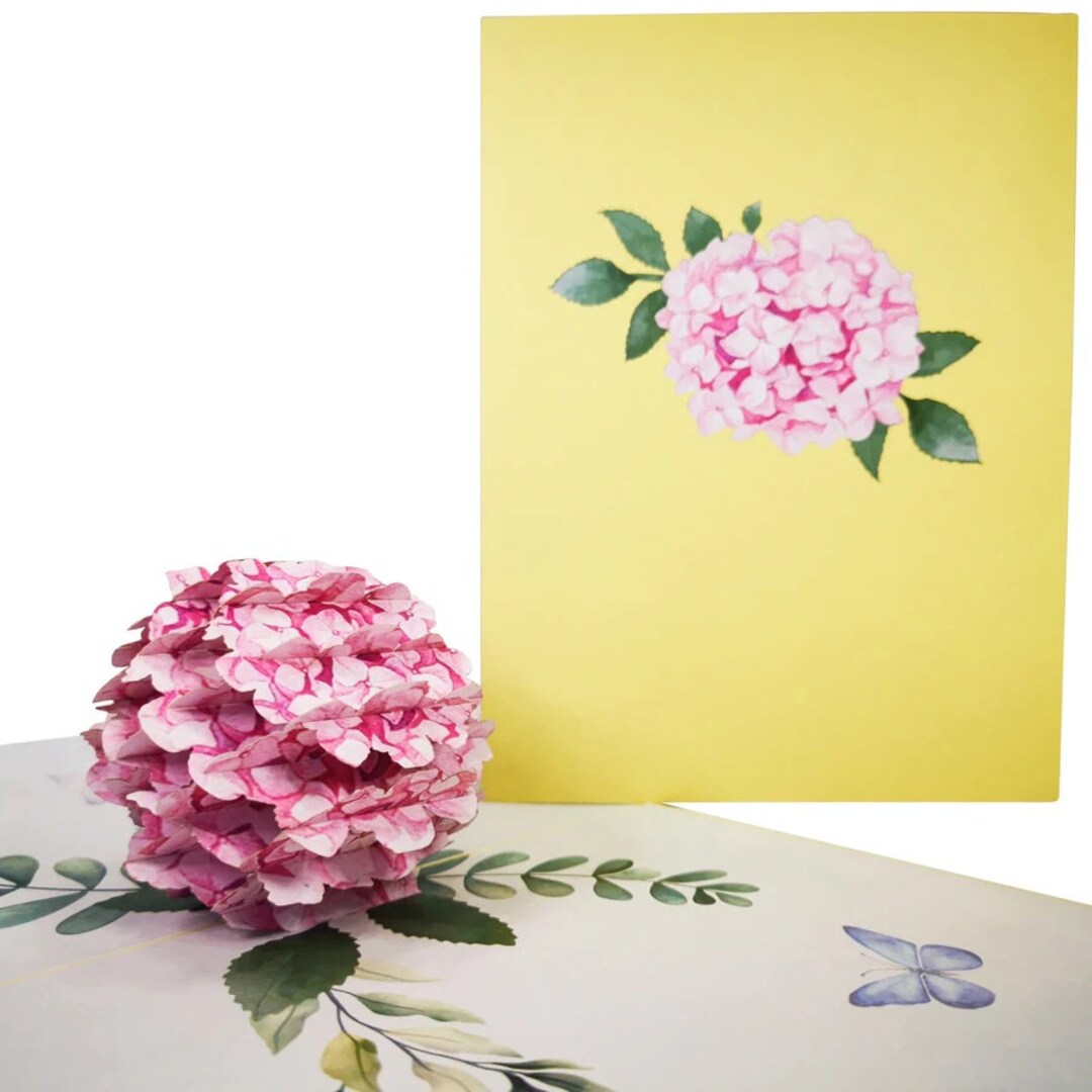 Pink Hydrangea Flower Pop-up Card - Etsy