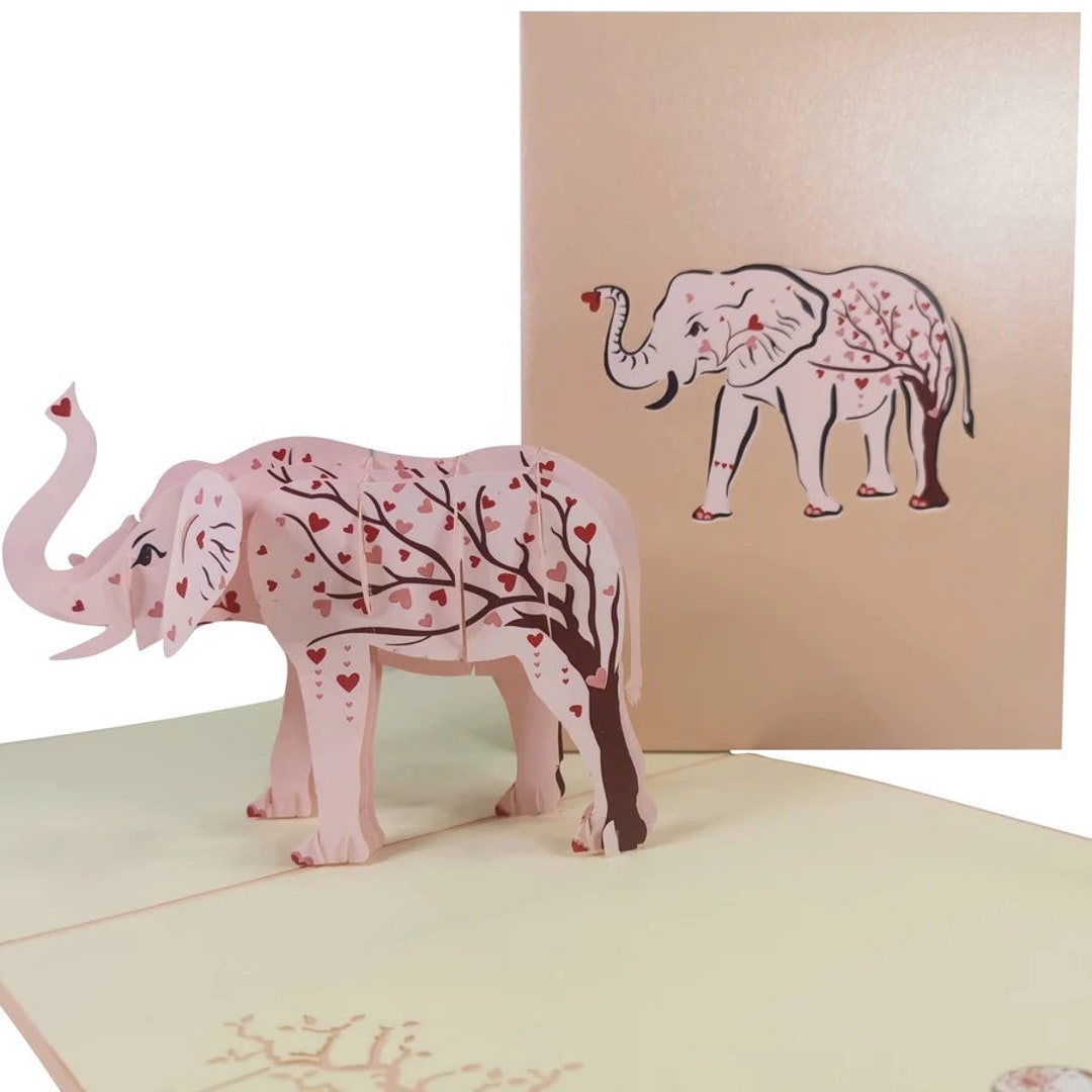 Heart Tree Elephant Pop-up Card - Etsy
