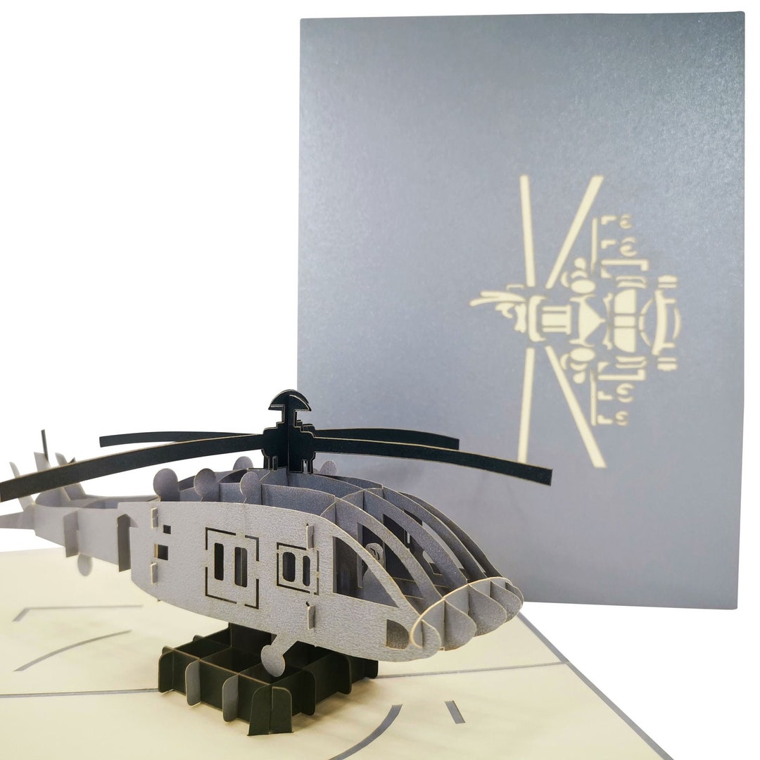 Silver Military Helicopter Pop-up Card - Etsy