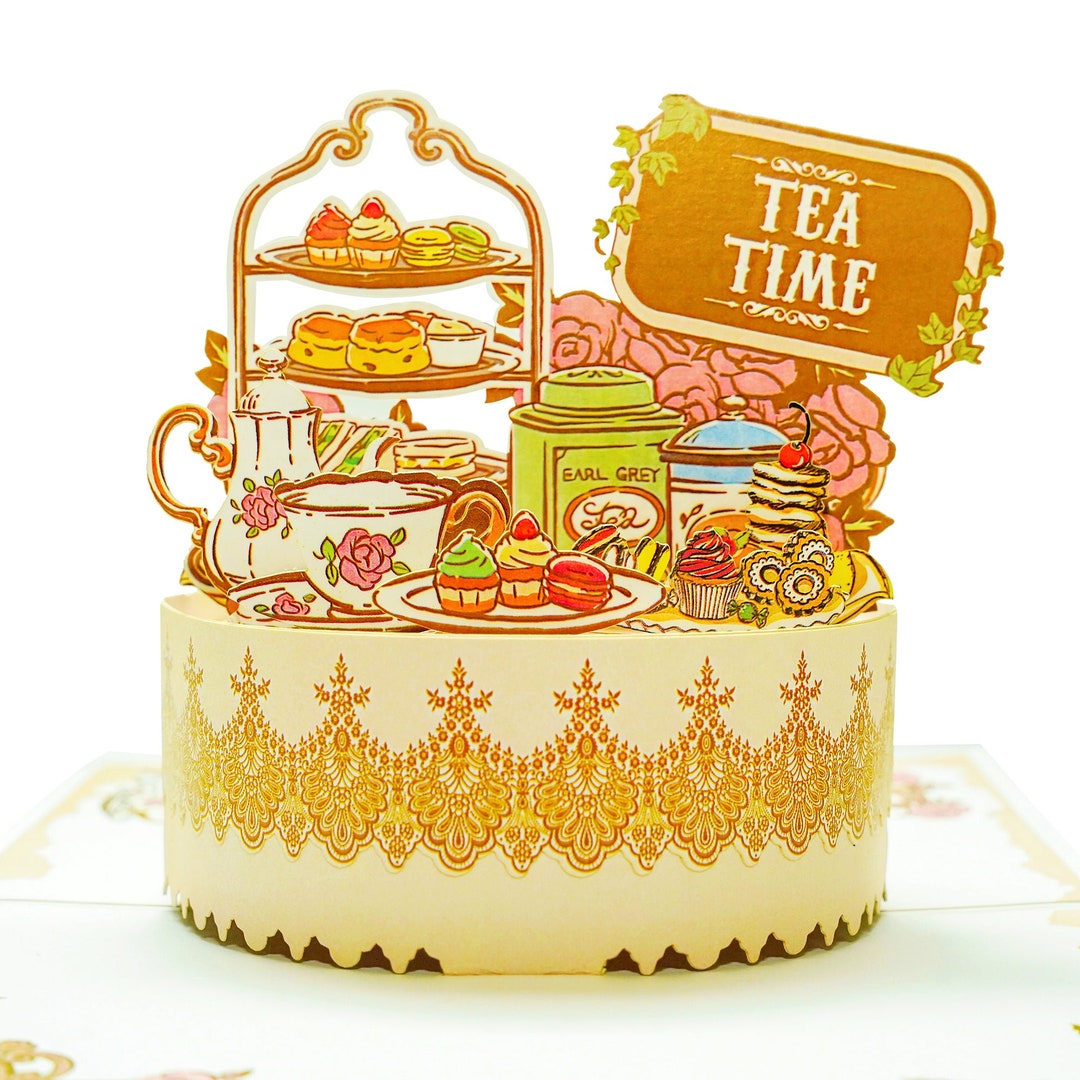 Afternoon Tea Pop-up Card - Elegant and Unique - Perfect for Tea Lovers ...