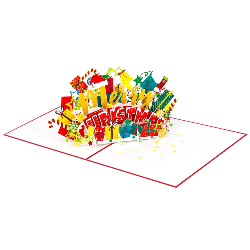Merry Christmas Text Pop-up Card - Etsy