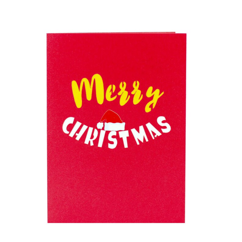 Merry Christmas Text Pop-up Card - Etsy