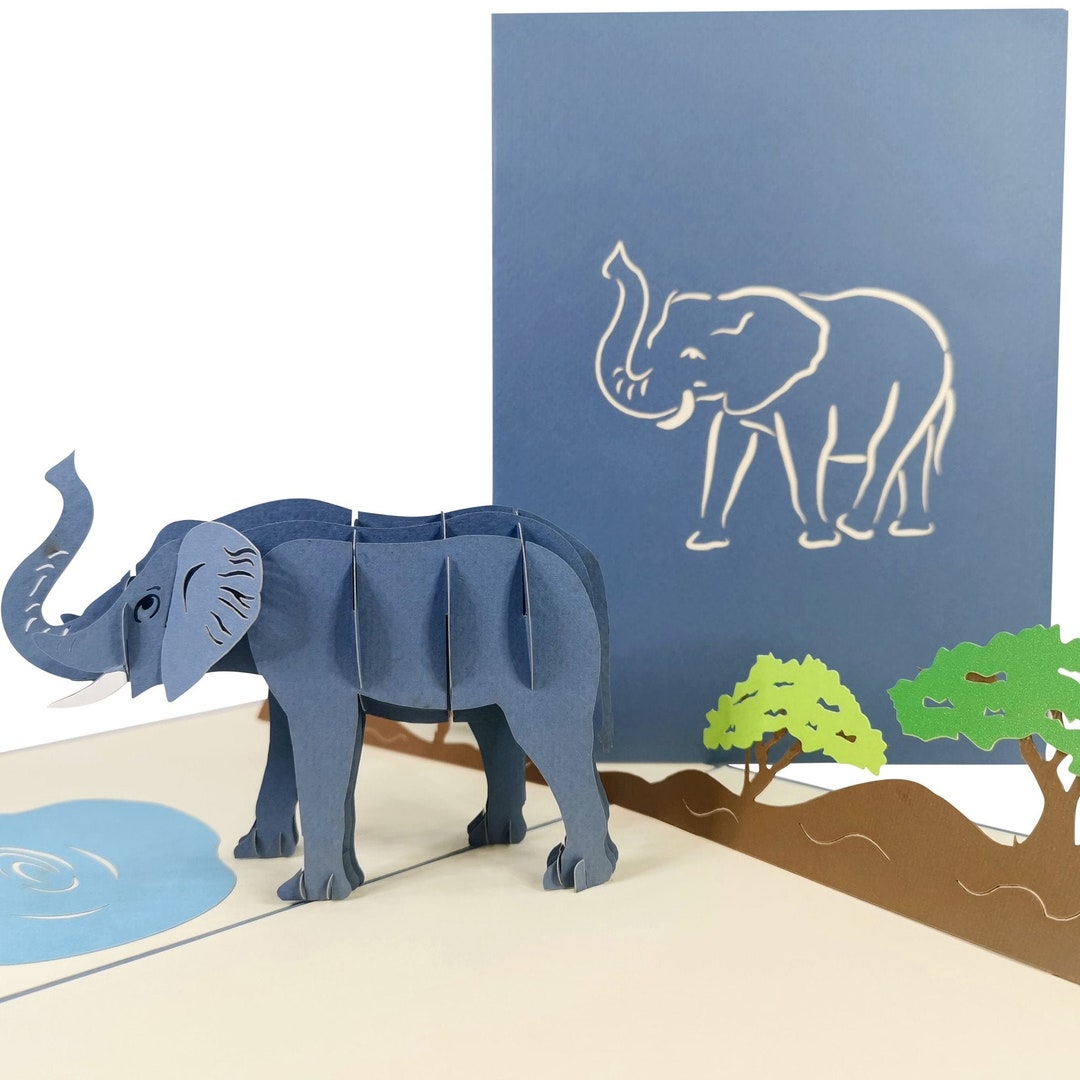 Elephant in the Savannah Pop-up Card - Etsy