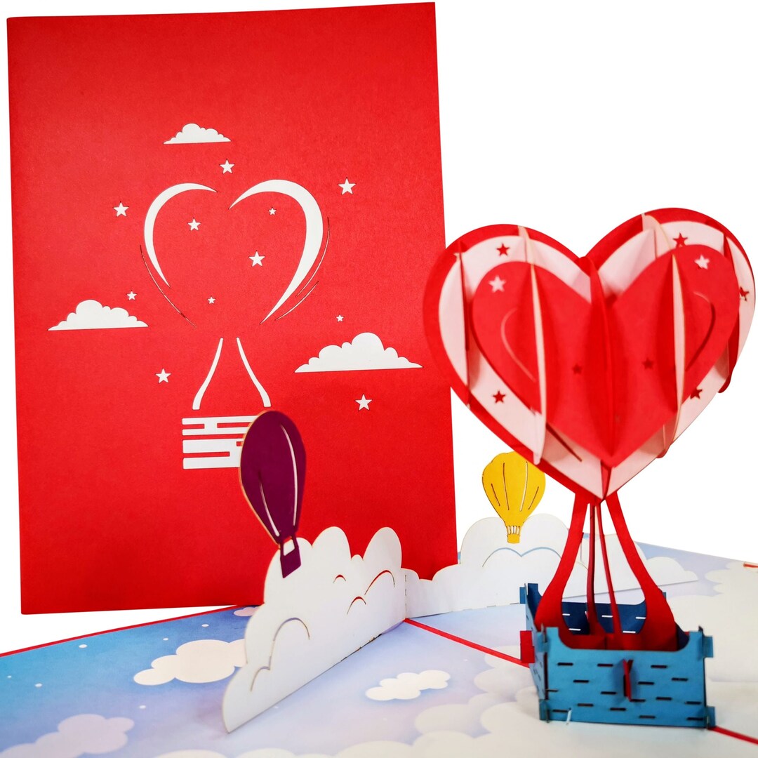 Heart Hot Air Balloon Pop-up Card - Etsy
