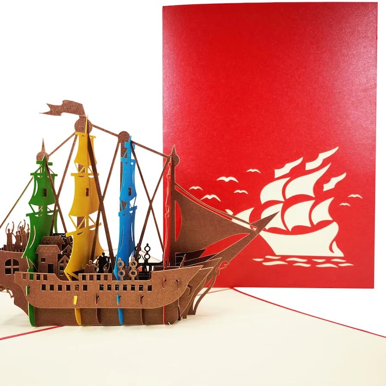 Colourful Sail Ship Pop-up Card - Etsy
