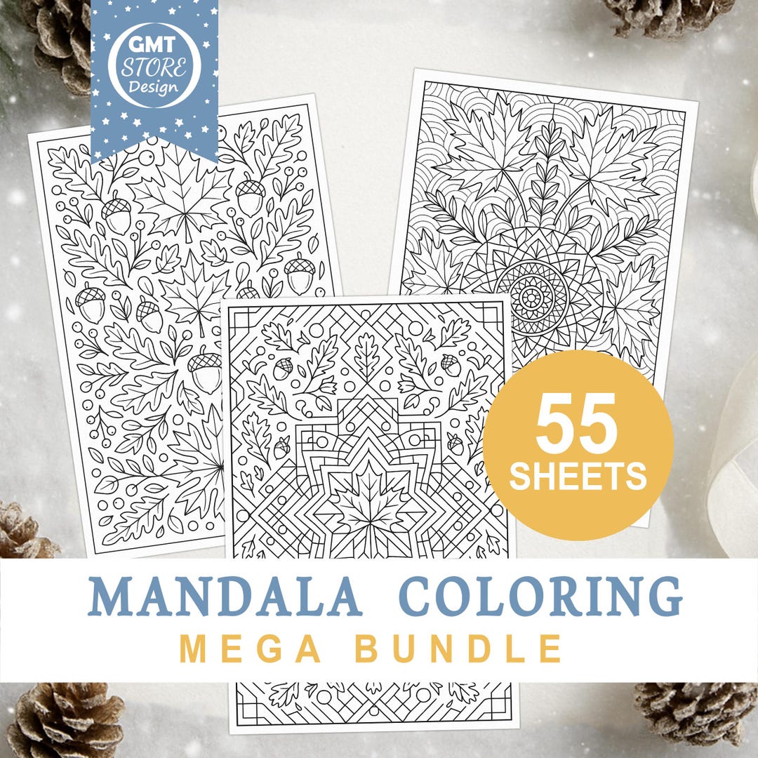 55 Mandala Coloring Pages – Mindful Art, Zen Designs (PDF Book) - Etsy
