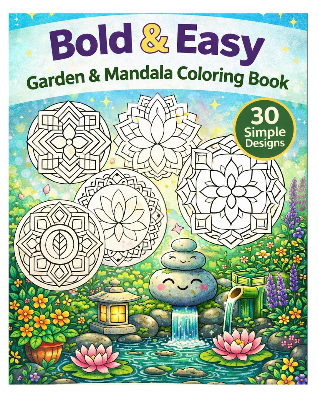 Bold Easy Mandala Coloring Book, Relaxing Geometric Mandalas, Stress ...