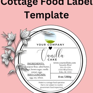 Circle Cottage Food Label Template - Etsy