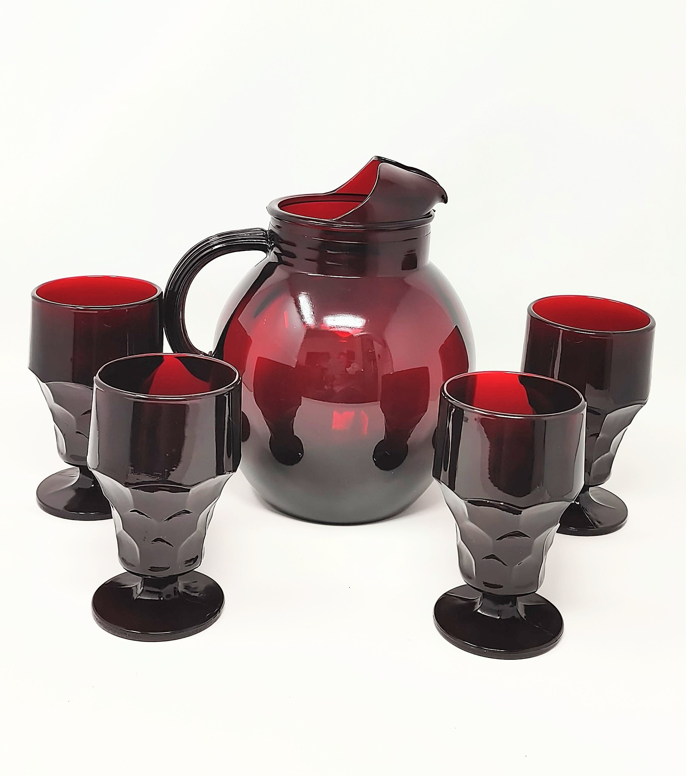 Royal Ruby Pitcher and Goblet Set - Etsy