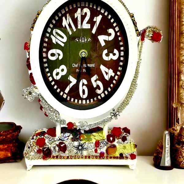 Jeweled Table Clock - Etsy