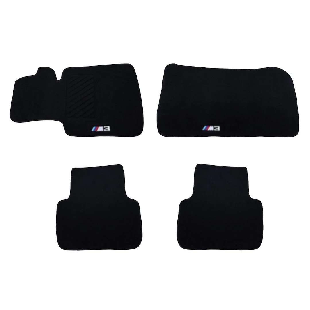 BMW E46 Coupe Sedan 3 Series Compatible M Logo Black Carpet Mat Set of ...