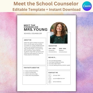Meet the School Counselor, Printable Template, Editable Counselor ...