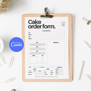 Minimalist Cake Order Form Template Canva Cake Business - Etsy