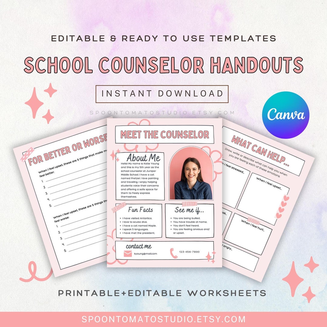 Meet the School Counselor Bundle, Printable Template, Editable ...