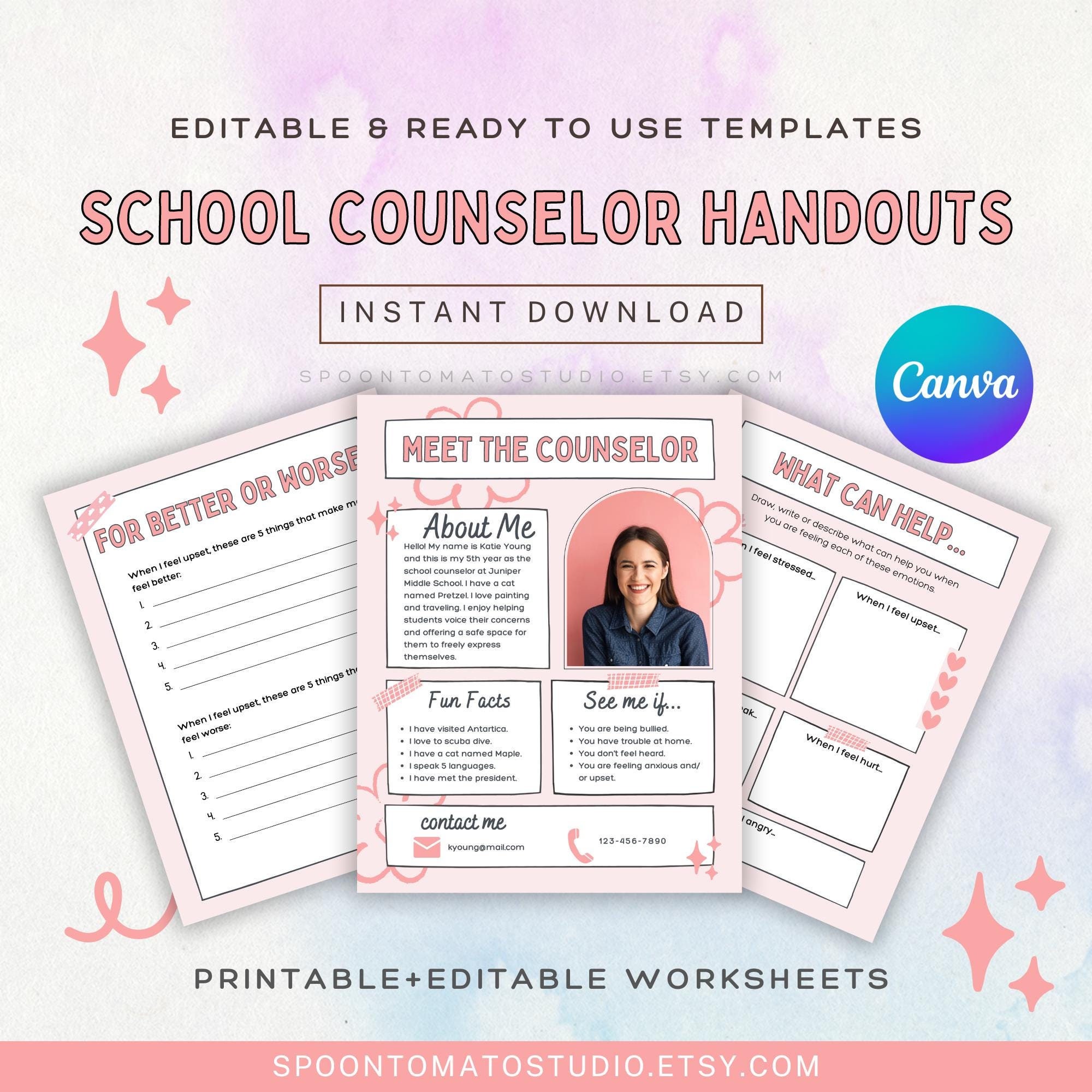 Meet the School Counselor Bundle, Printable Template, Editable ...