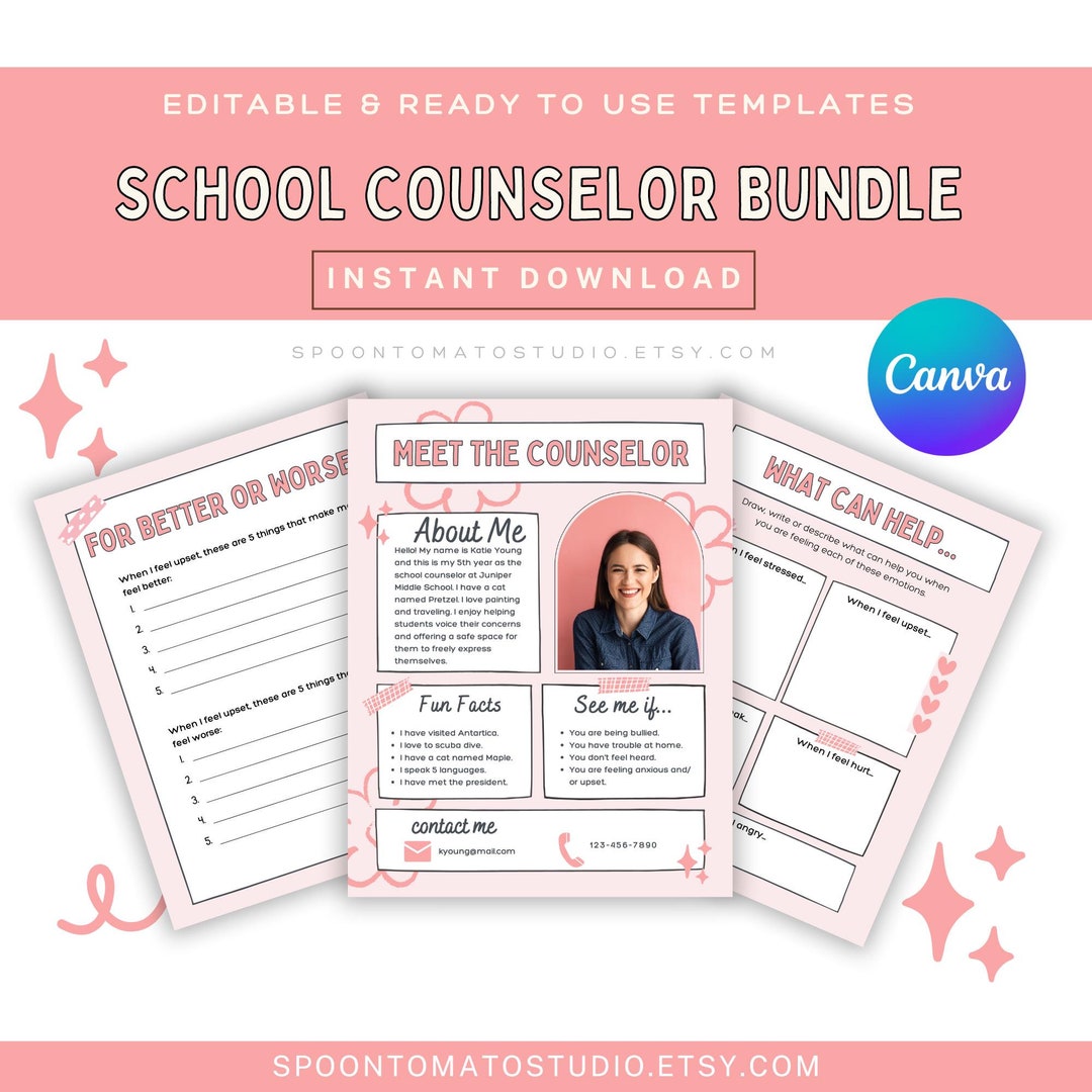 Meet the School Counselor Bundle, Printable Template, Editable ...