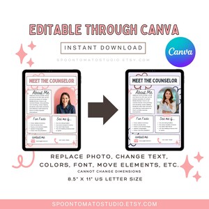 Meet the School Counselor Bundle, Printable Template, Editable ...
