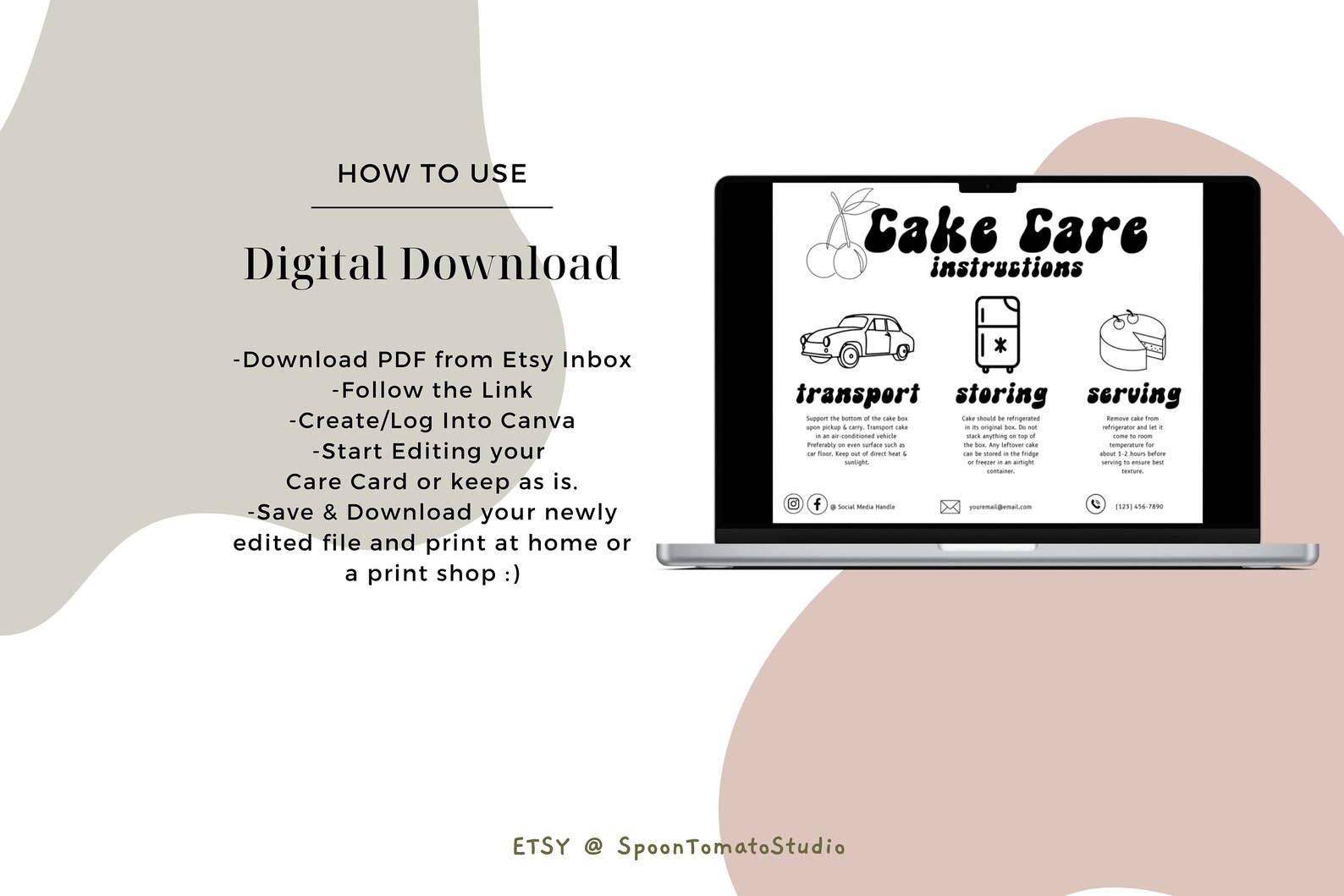 Cake Care Card Cake Care Instructions Retro Cherry Vintage - Etsy
