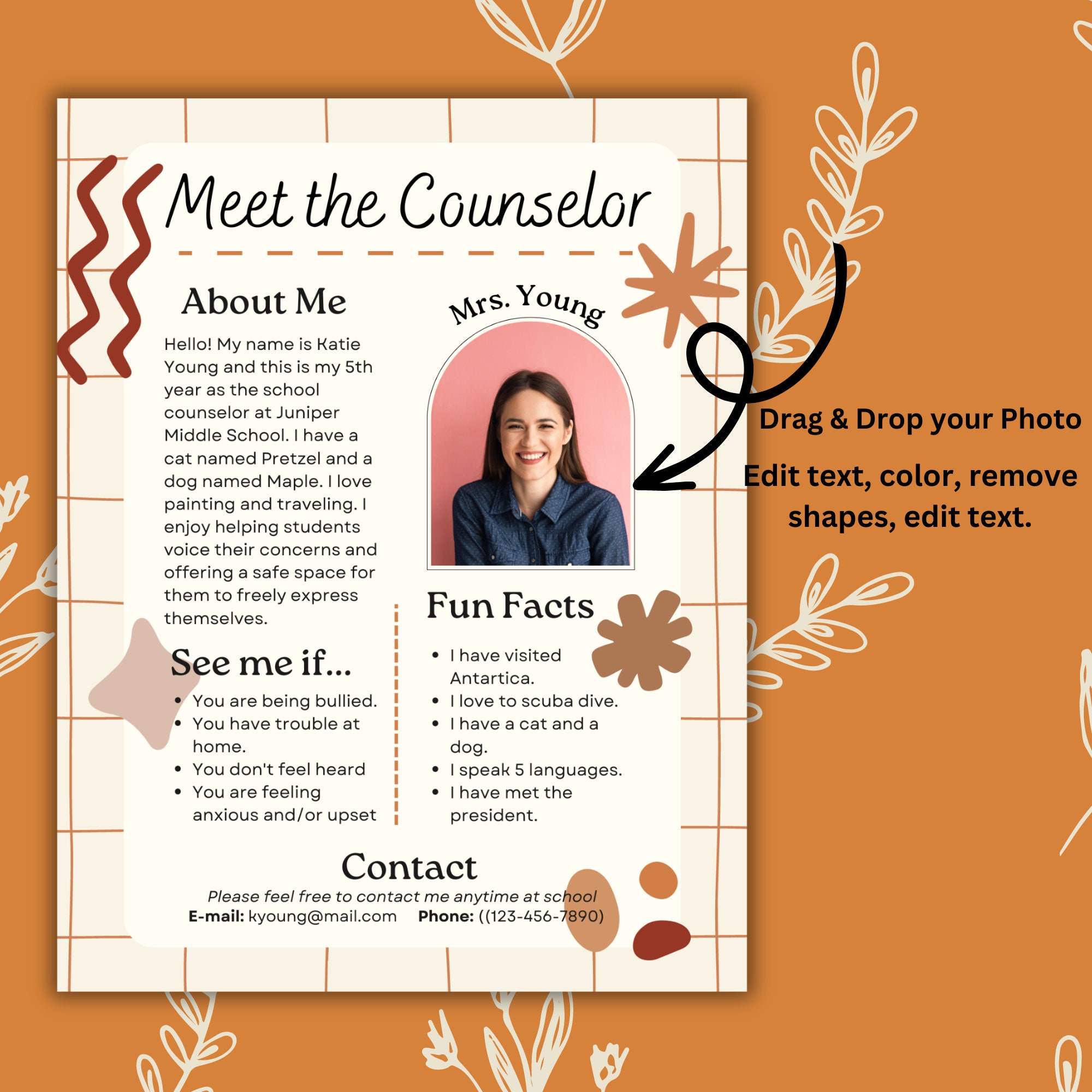Meet the School Counselor, Printable Template, Editable Counselor ...