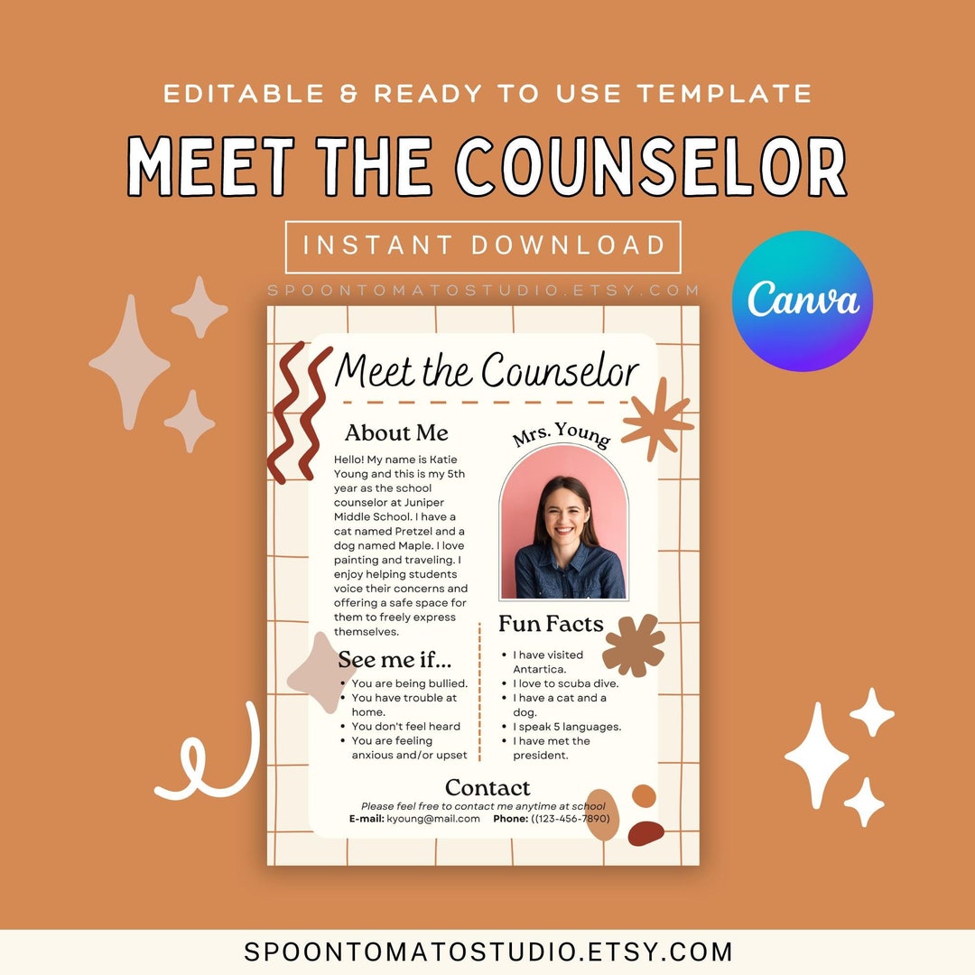 Meet the School Counselor, Printable Template, Editable Counselor ...