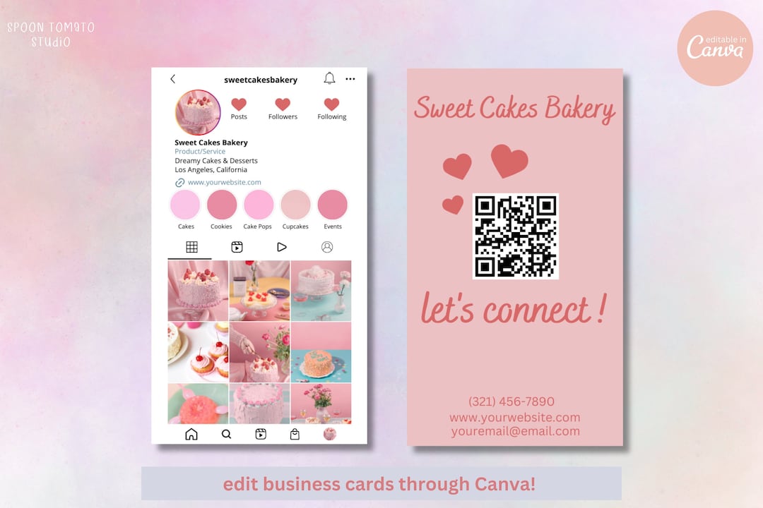Instagram Business Card, Cake Bakery Business Card, Digital Products ...