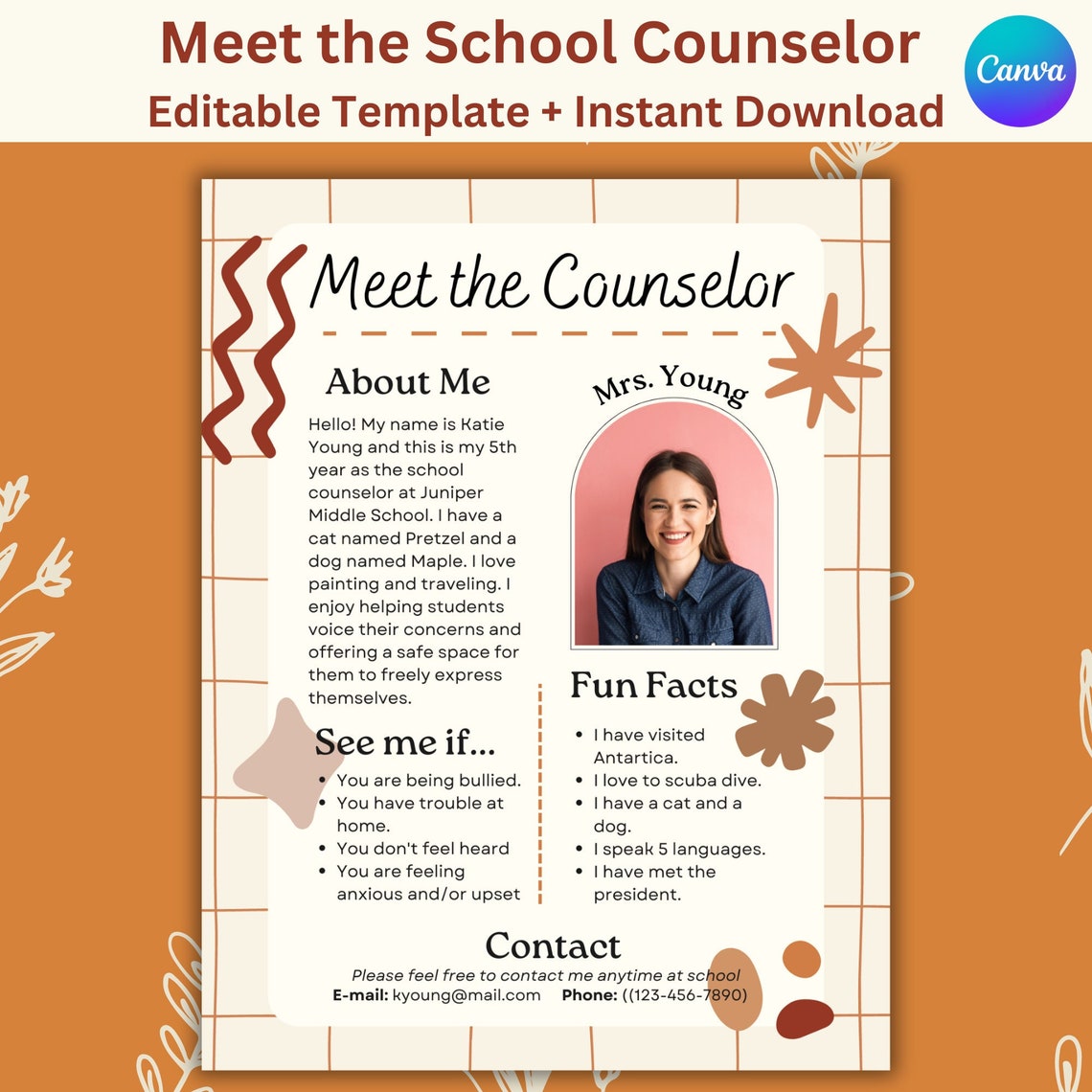 Meet the School Counselor, Printable Template, Editable Counselor ...