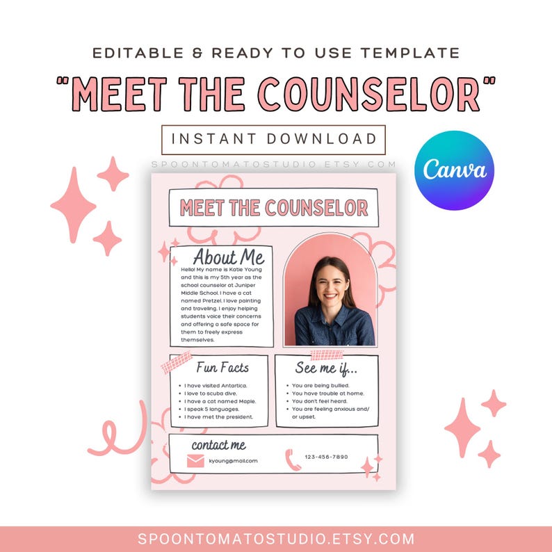 Meet the School Counselor Bundle, Printable Template, Editable ...