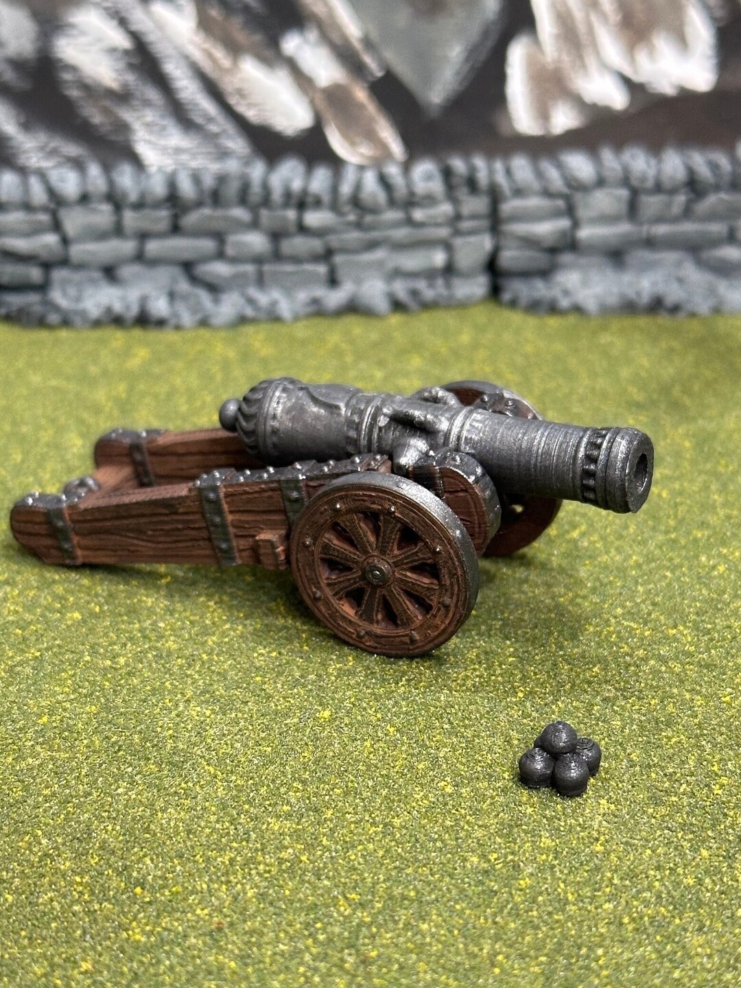Painted Canon Miniature With Canonballs Tabletop Terrain 28mm Scale ...
