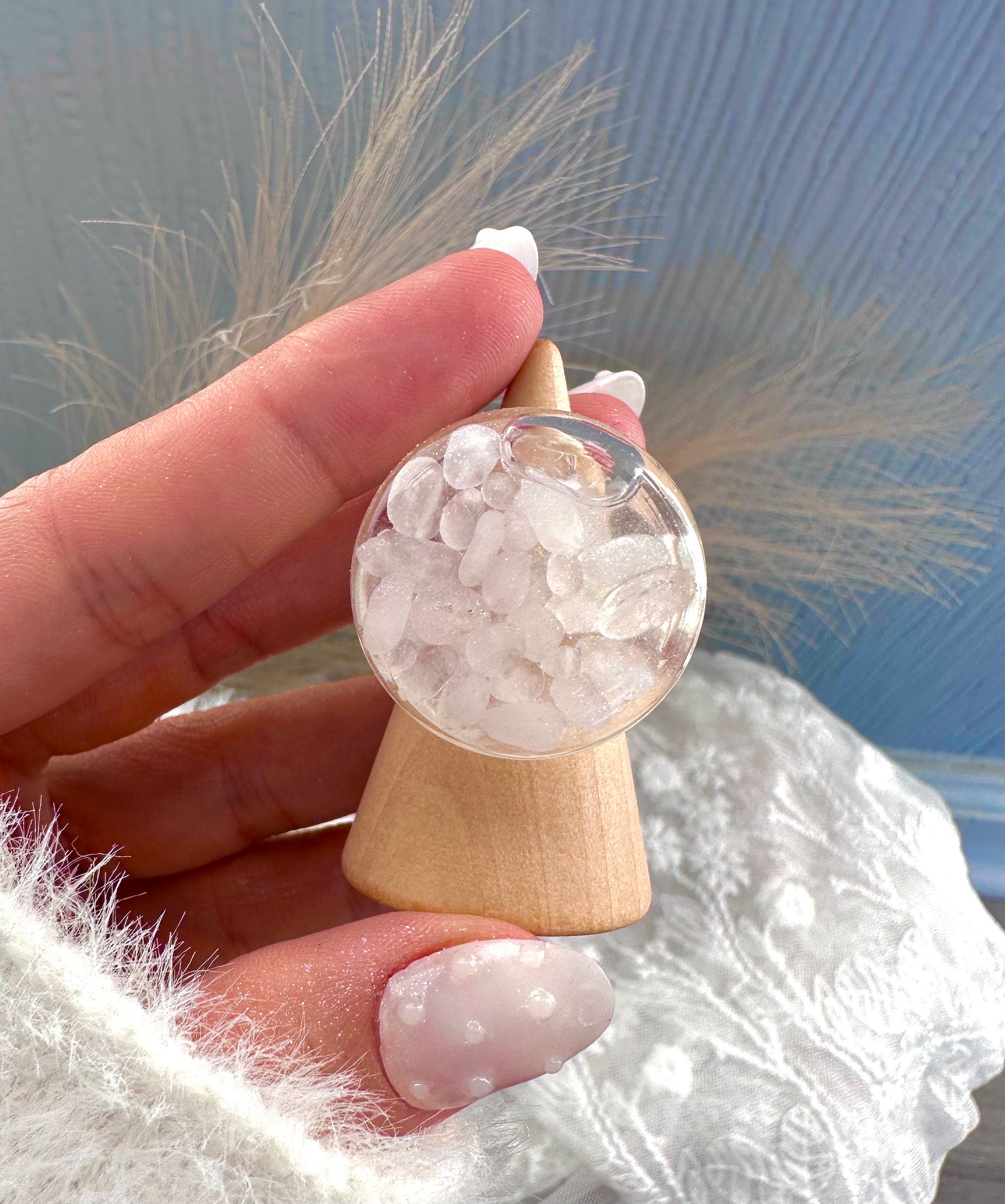 Rose Quartz Shaker Ring, Bubble Shaker Ring, Glass Bubble Ring, Liquid ...