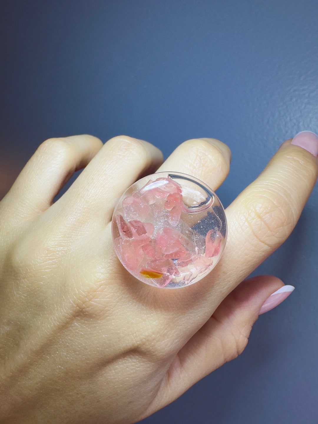 Watermelon Shaker Ring, Glass Bubble Ring, Liquid Ring, Watermelon ...