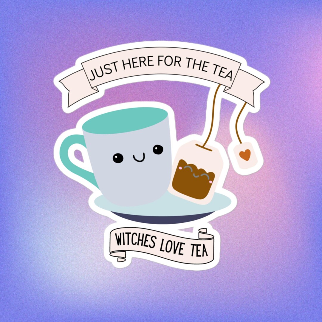 Witches Love Tea Sticker Cute Smiling Teacup Design for Witches and Tea ...