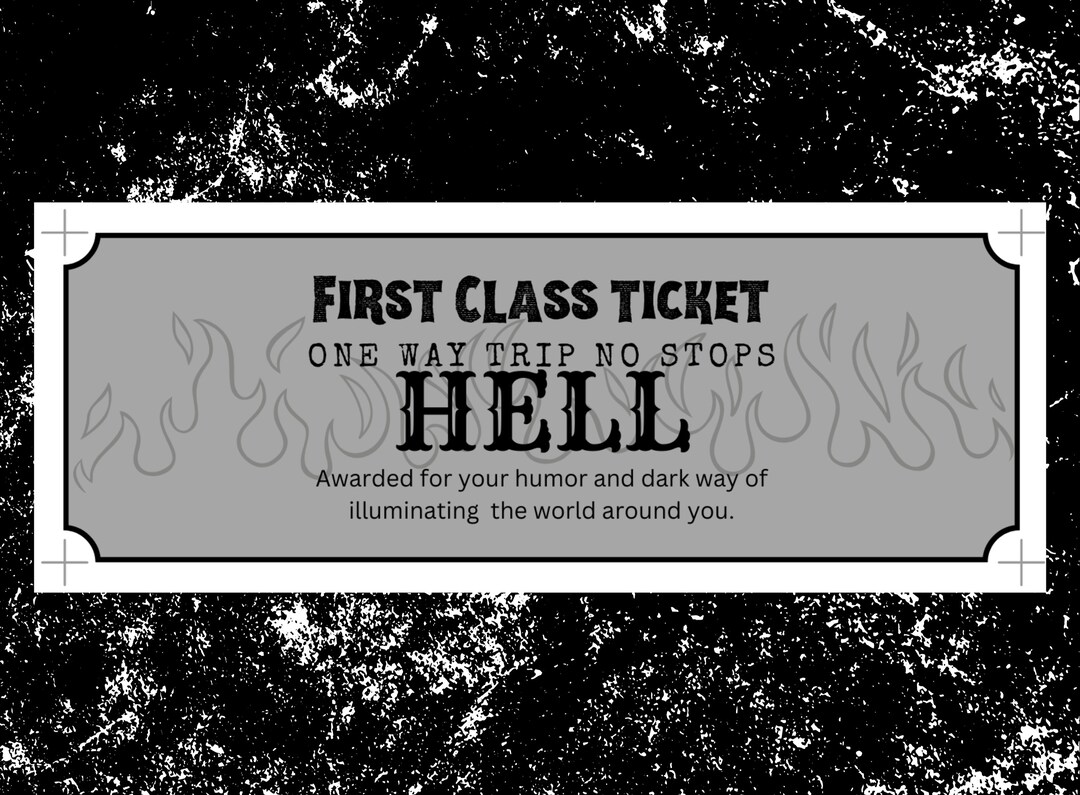 3 in 1 Black and White Ticket to Hell - Etsy