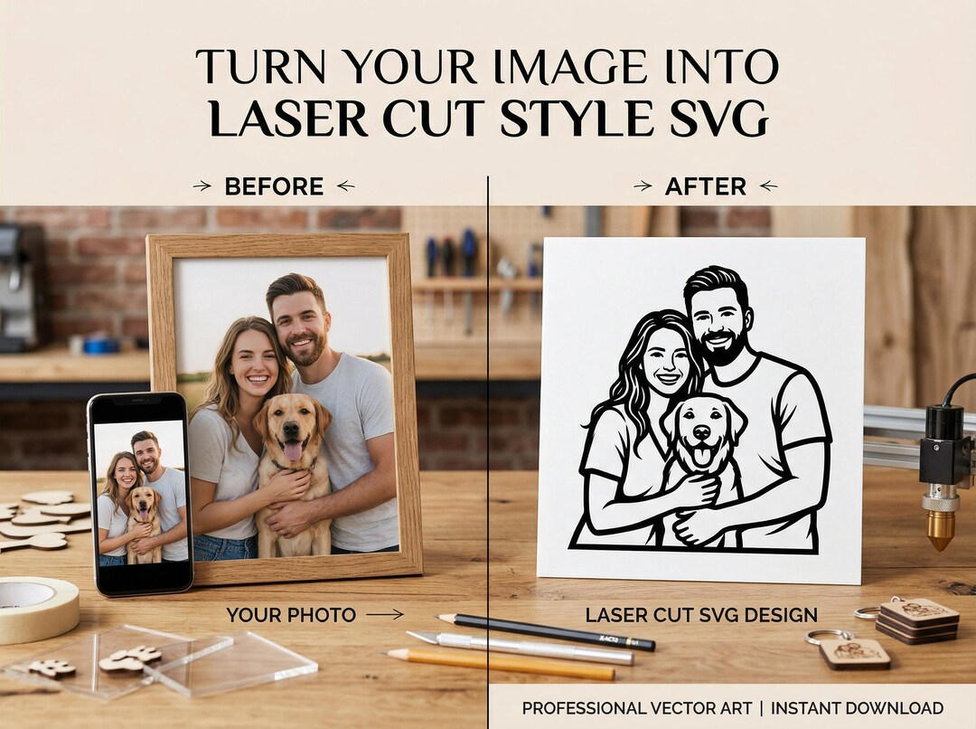 Custom Laser Cut Style SVG From Your Photo | Turn Image Into SVG ...